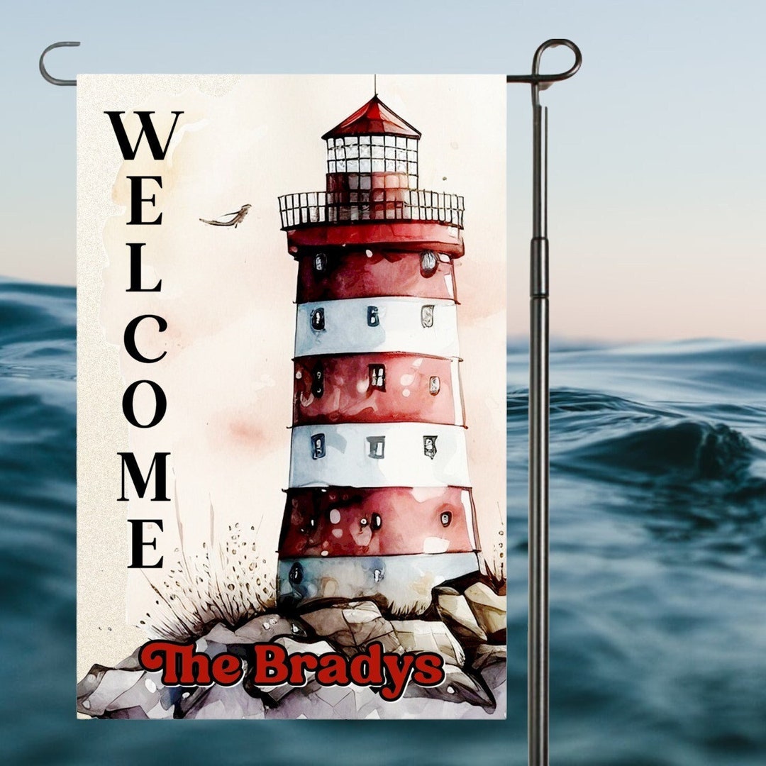 Lighthouse Garden Flag, Personalized, Garden Flag, Name Garden Flag ...