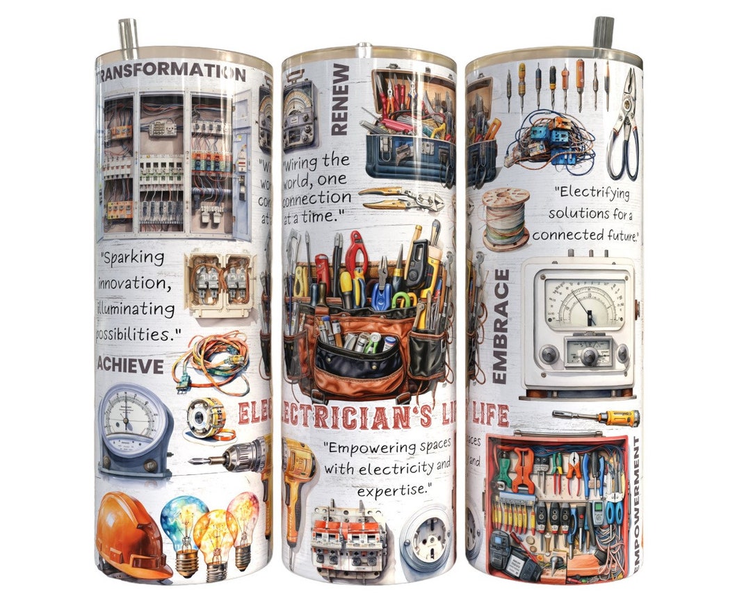 Electrician Tumbler Wrap Sublimation Transfer - Ready to Press - 20 Oz ...