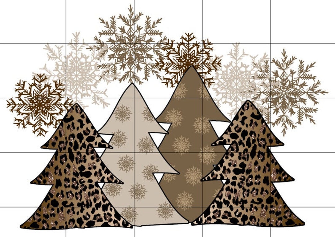 Leopard Trees Christmas Sublimation Transfer Ready to Press, Black and ...