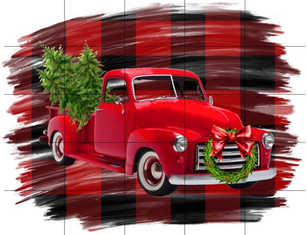 Red Christmas Truck Plaid Sublimation Transfer, Printed Sub Transfer ...