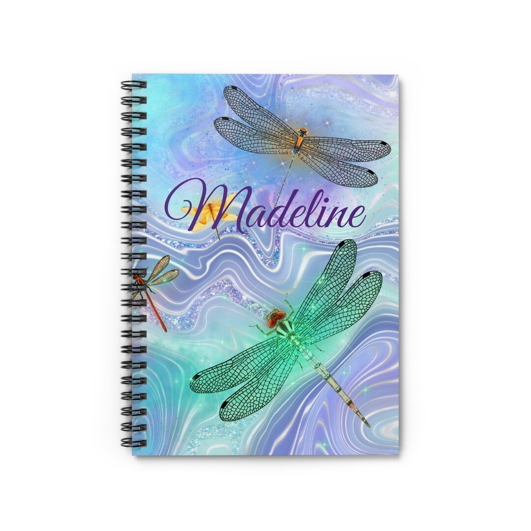 Personalized Spiral Notebook Dragonflies - Dragonfly Paper - Gift for ...