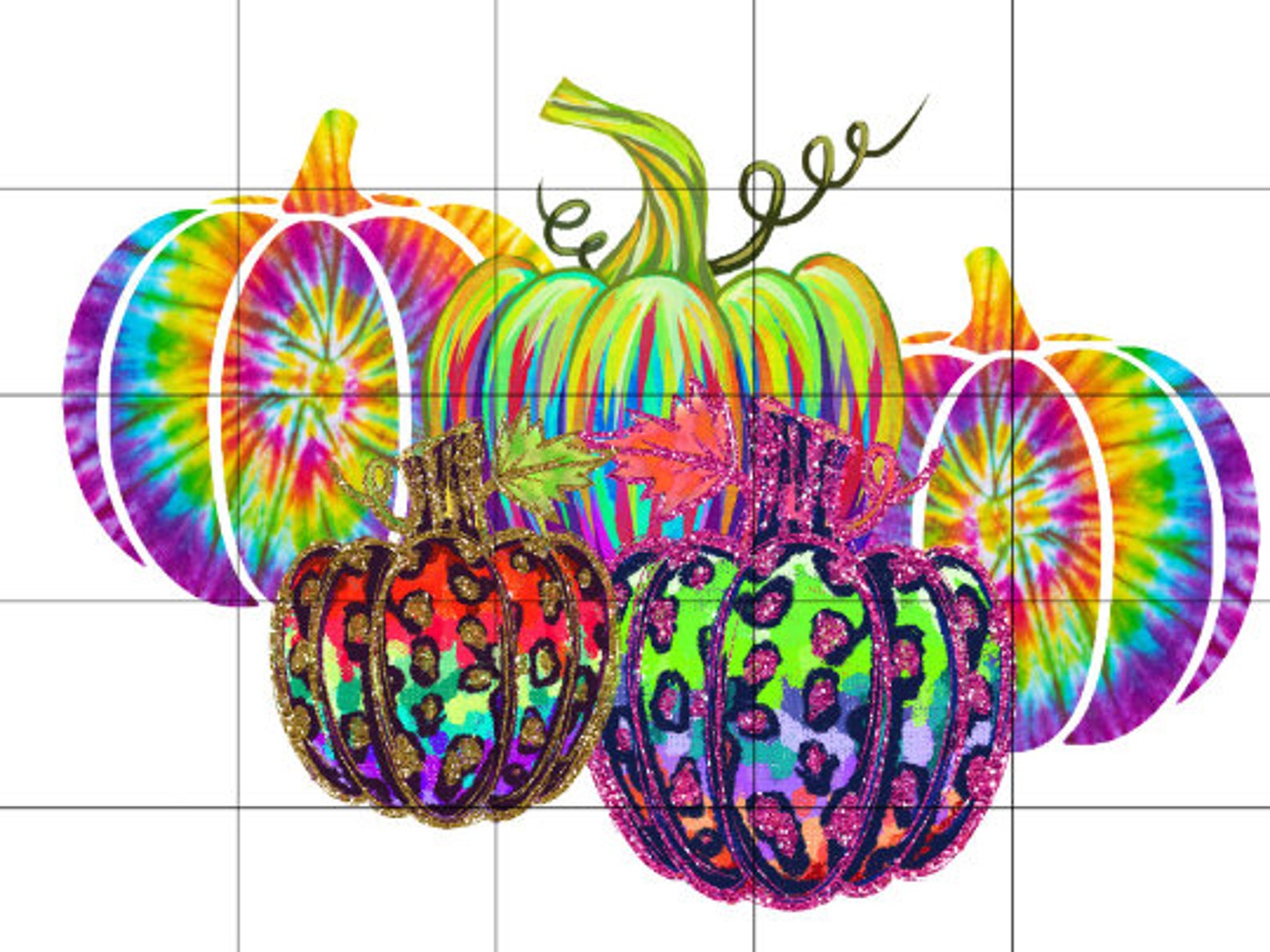 Tie Dye Pumpkins Sublimation Transfer, Ready to Press, Pumpkins ...