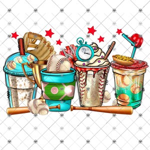 Baseball Coffee Drink Sublimation Transfer, Ready to Press, Baseballs ...