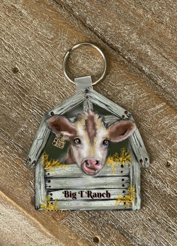 Calf Barn Personalized Keychain Calf Cows Cow Gift 4-H | Etsy