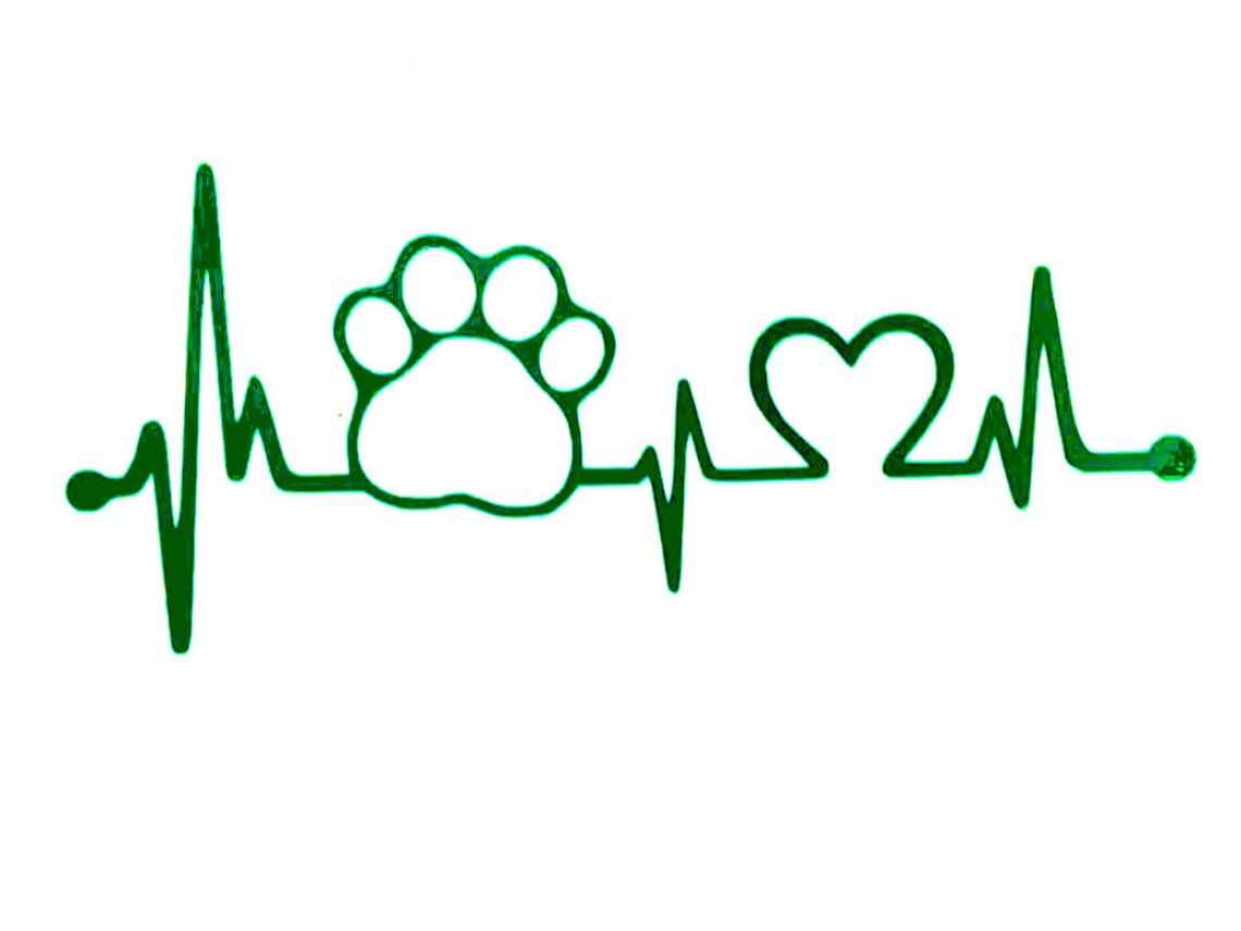 Pawprint Heartbeat Decal Paw Print Sticker Dog Cat Decal | Etsy