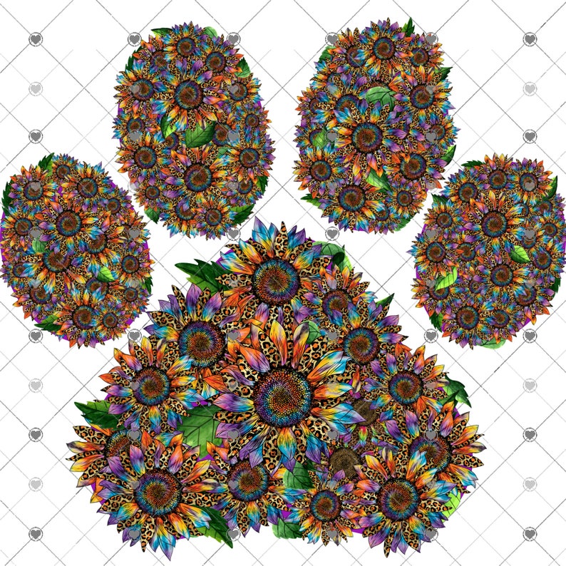 Paw Print Sunflower Digital Design for Sublimation PNG - Etsy
