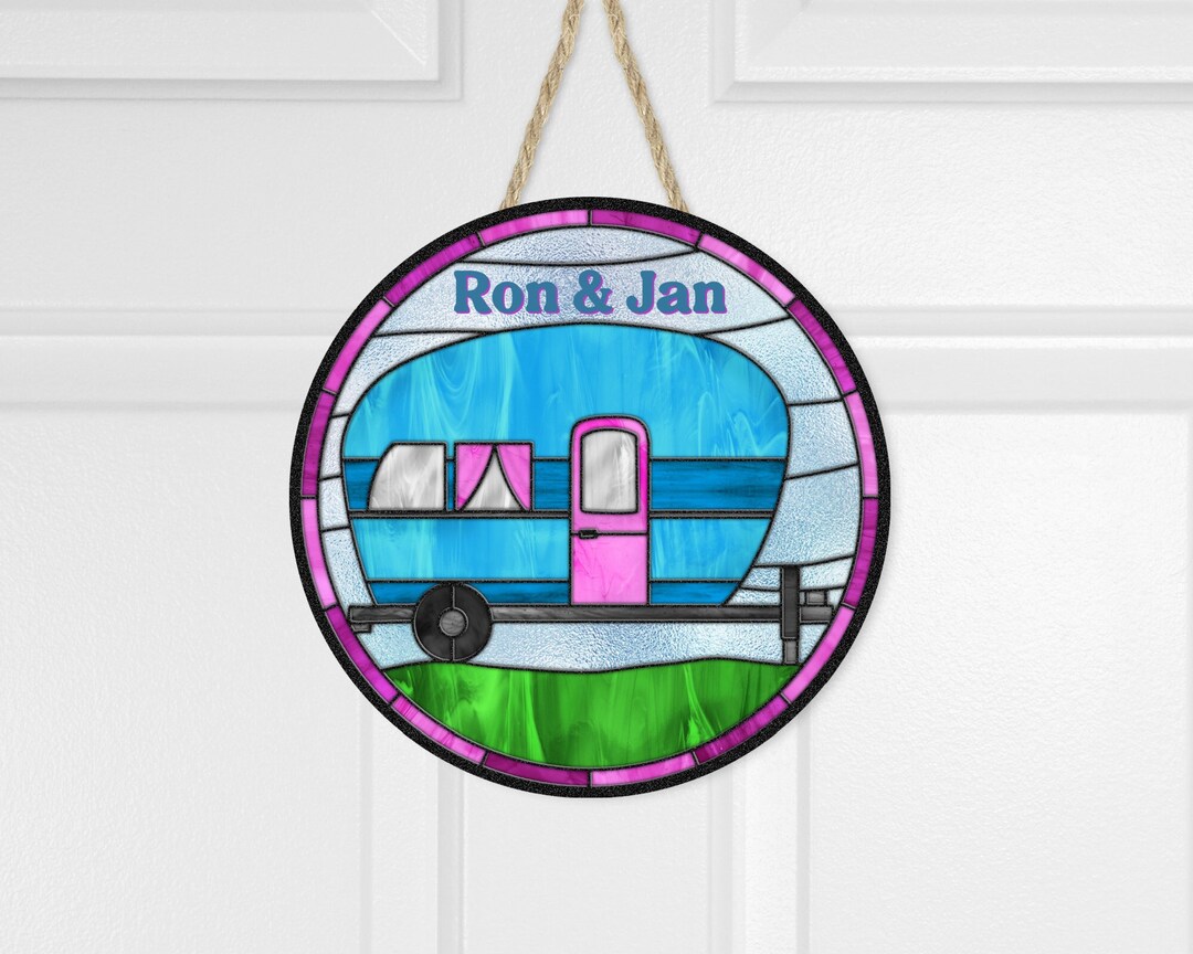 Camper Personalized Door Sign, Metal Wreath Center Sign, Camping Wreath ...
