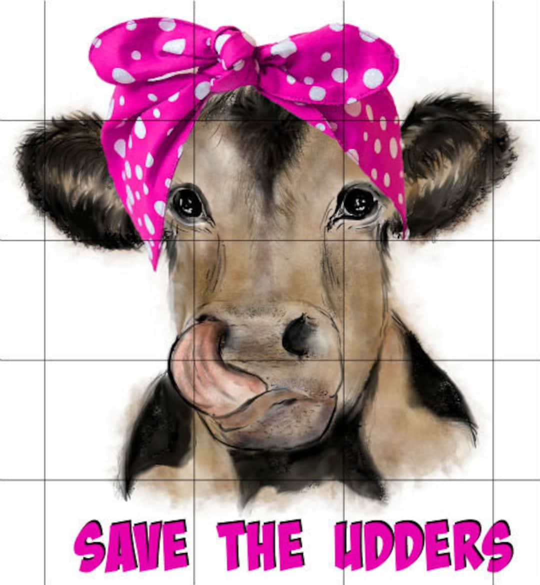 Breast Cancer Awareness Save the Udders Cow Sublimation Transfer, Pink ...