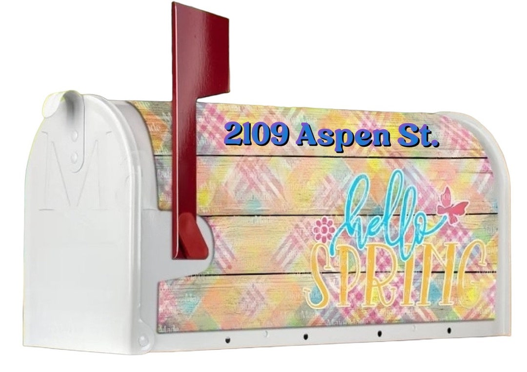 Mailbox Cover With Magnetic Strip - Personalized Hello Spring Mailbox ...