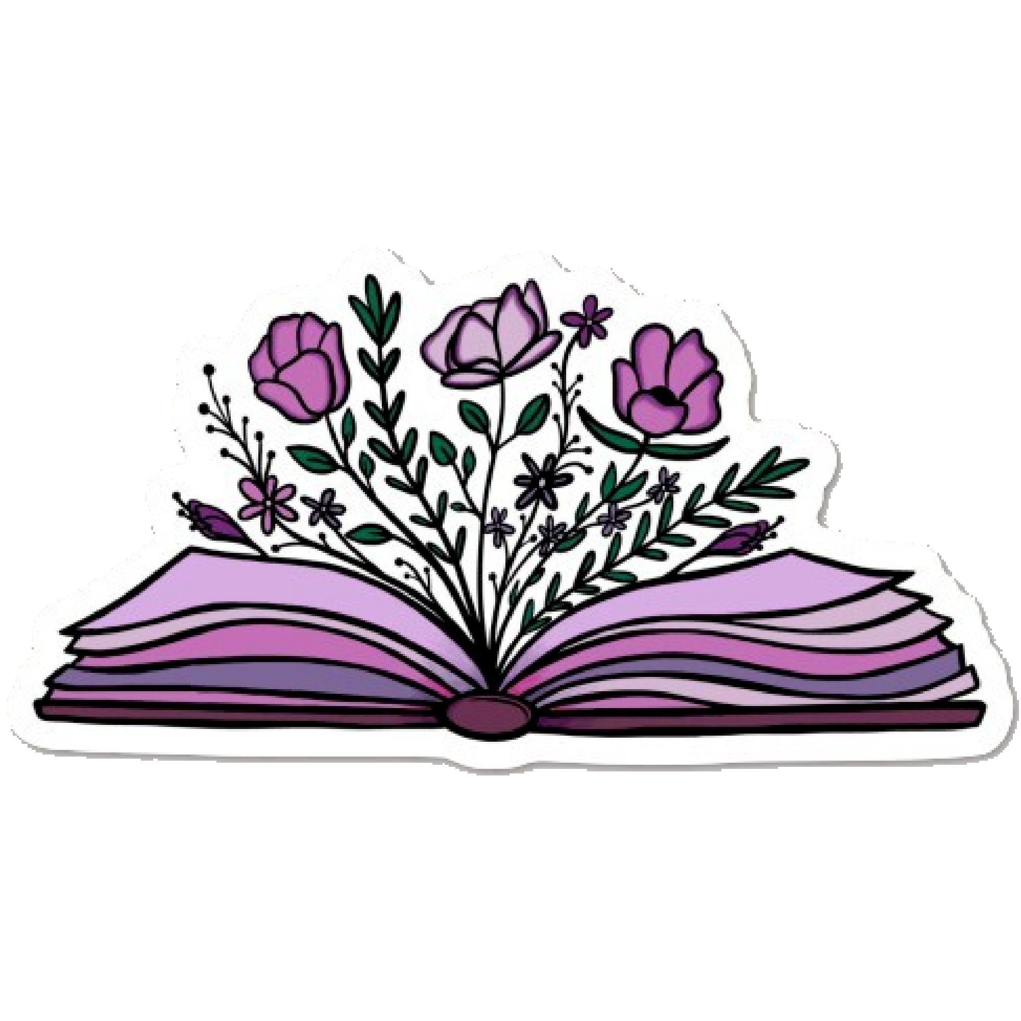 Book Floral Sticker, Books Sticker, Sticker for Women, Book Lover ...
