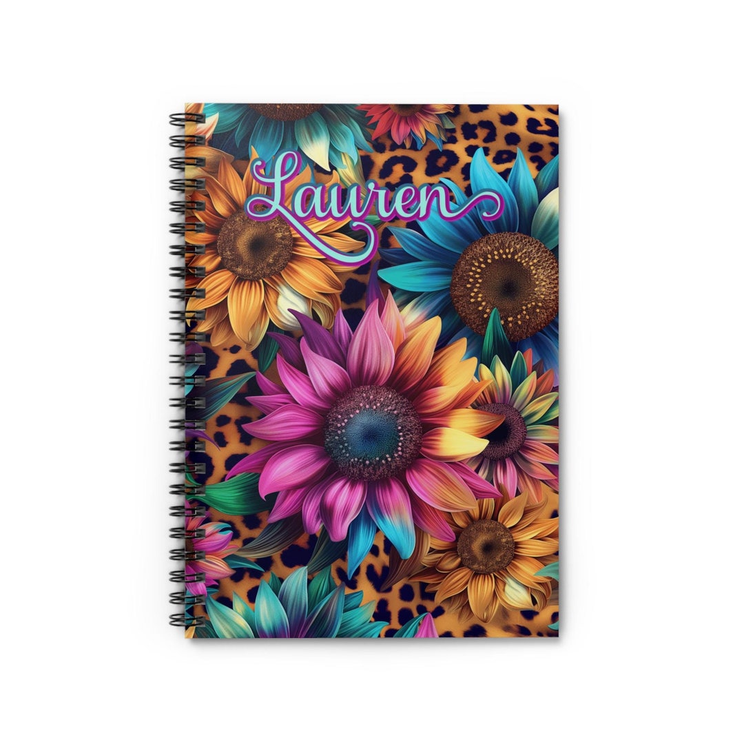 Personalized Sunflower Spiral Notebook - Sunflowers Journal - Colorful ...
