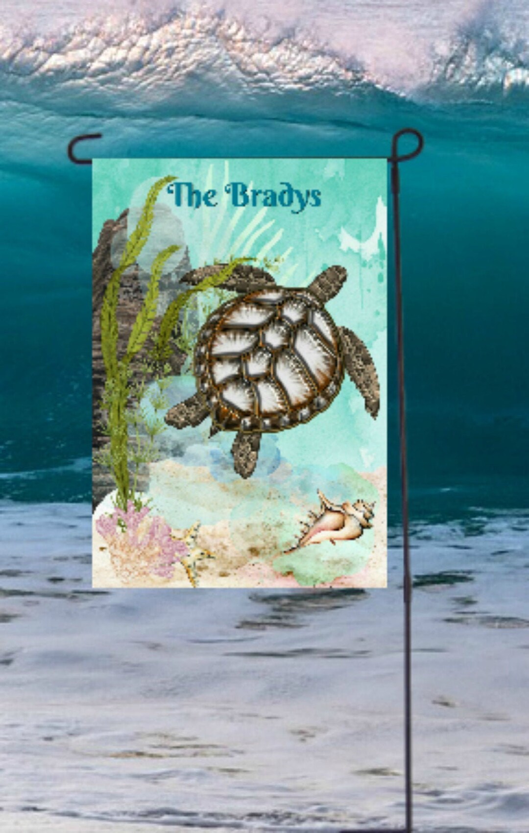 Sea Turtle Garden Flag, Personalized, Garden Flag, Name Garden Flag ...