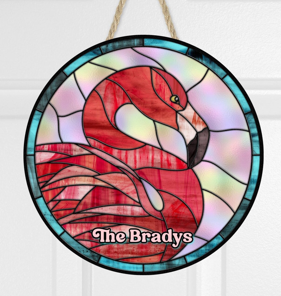 Flamingo Personalized Door Sign, Metal Wreath Center Sign, Tropical ...