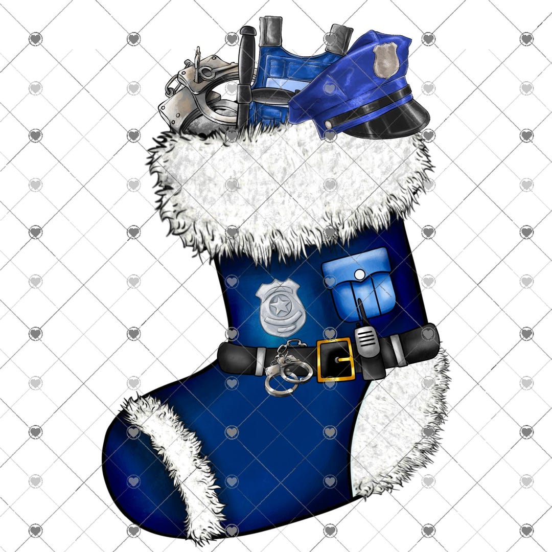 Police Stocking Christmas Sublimation Transfer Ready to Press, Police ...