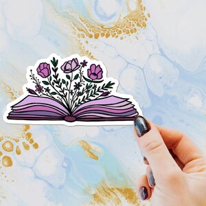 Book Floral Sticker, Books Sticker, Sticker for Women, Book Lover ...