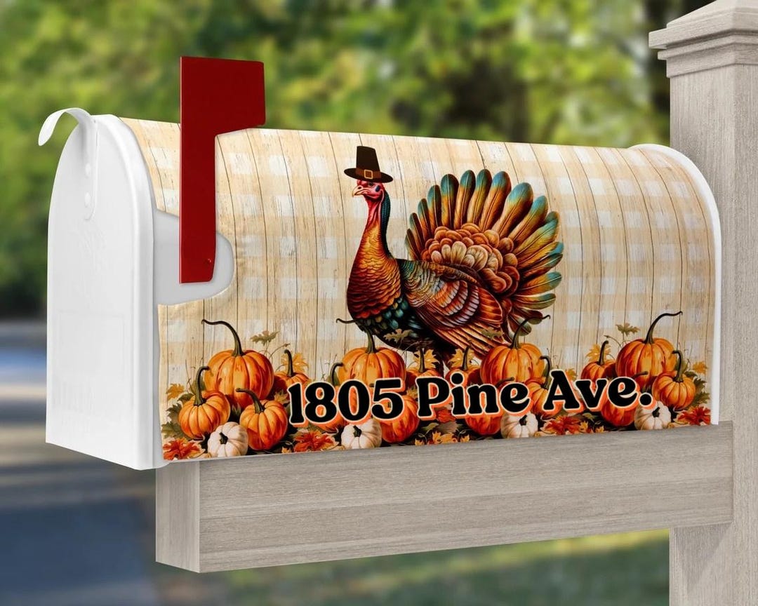 Mailbox Cover With Magnetic Strip, Personalized Fall Thanksgiving ...