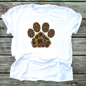 Paw Print Sunflower Digital Design for Sublimation, PNG Instant ...