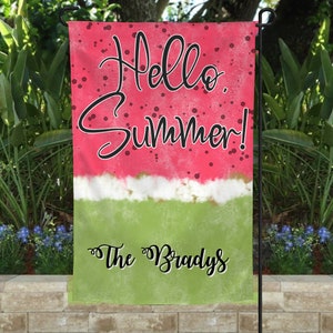 Watermelon Garden Flag, Personalized, Summer Garden Flag, Name Garden ...