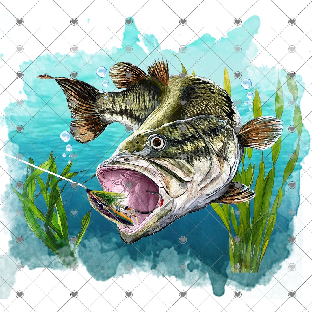 Bass Fish Sublimation Transfer - Ready to Press, Fishing Shirt Transfer ...