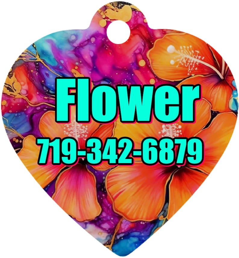 Dog Tag Personalized, Tropical Custom Pet Tag, Dog Name and Phone ...