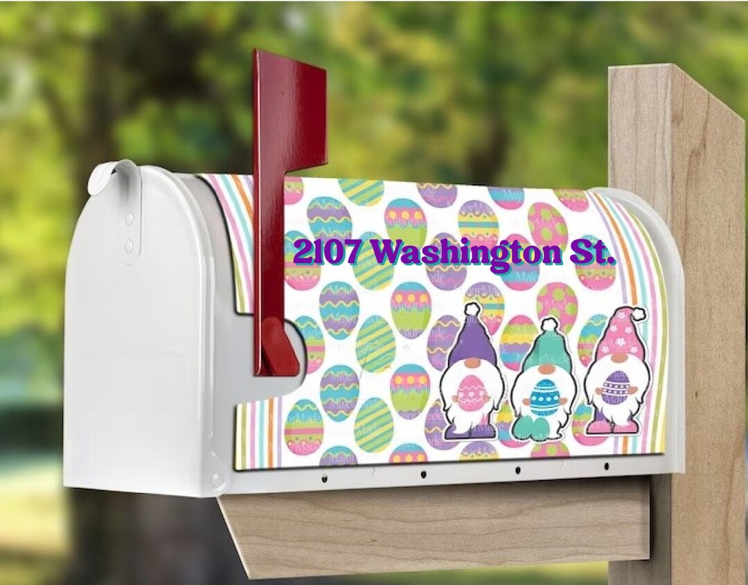 Mailbox Cover With Magnetic Strip - Personalized Easter Gnomes Mailbox ...
