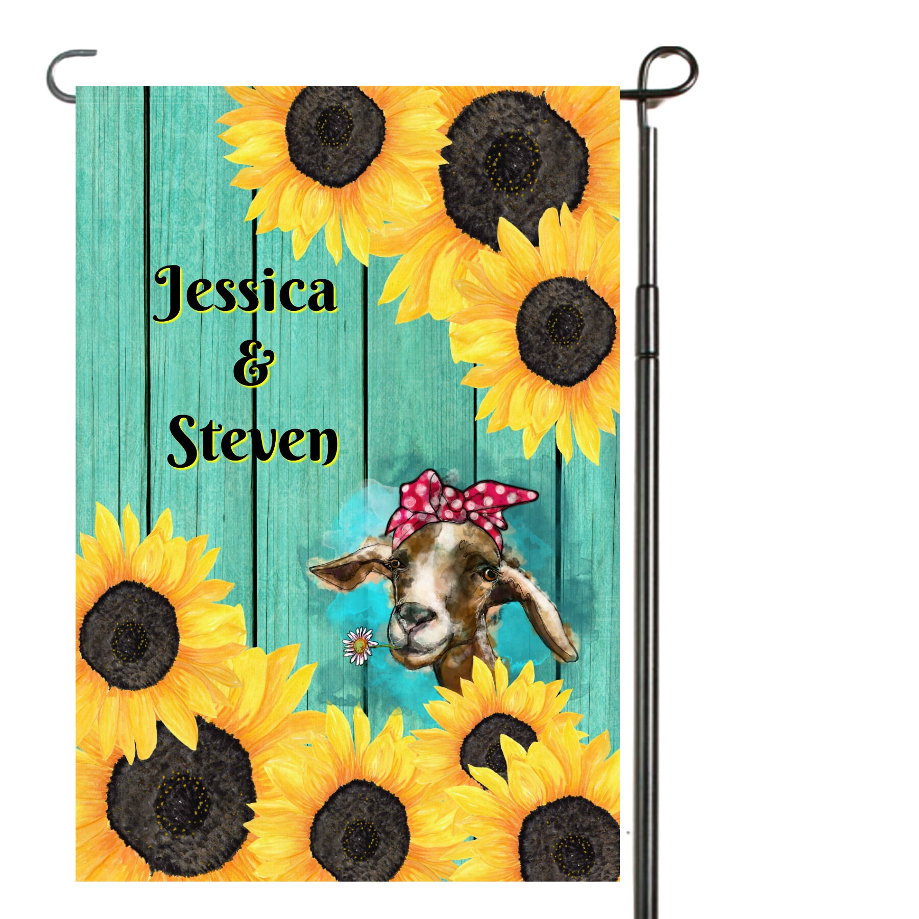 Goat Sunflower Garden Flag, Personalized, Flag, Name Garden Flag, Goat ...