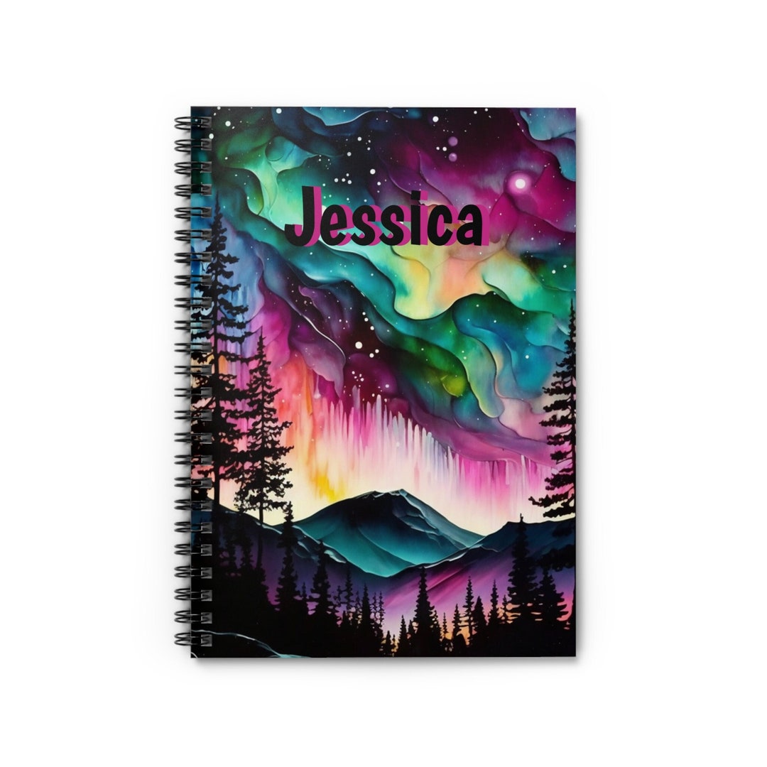 Personalized Spiral Notebook Northern Lights - Aurora Borealis Paper ...