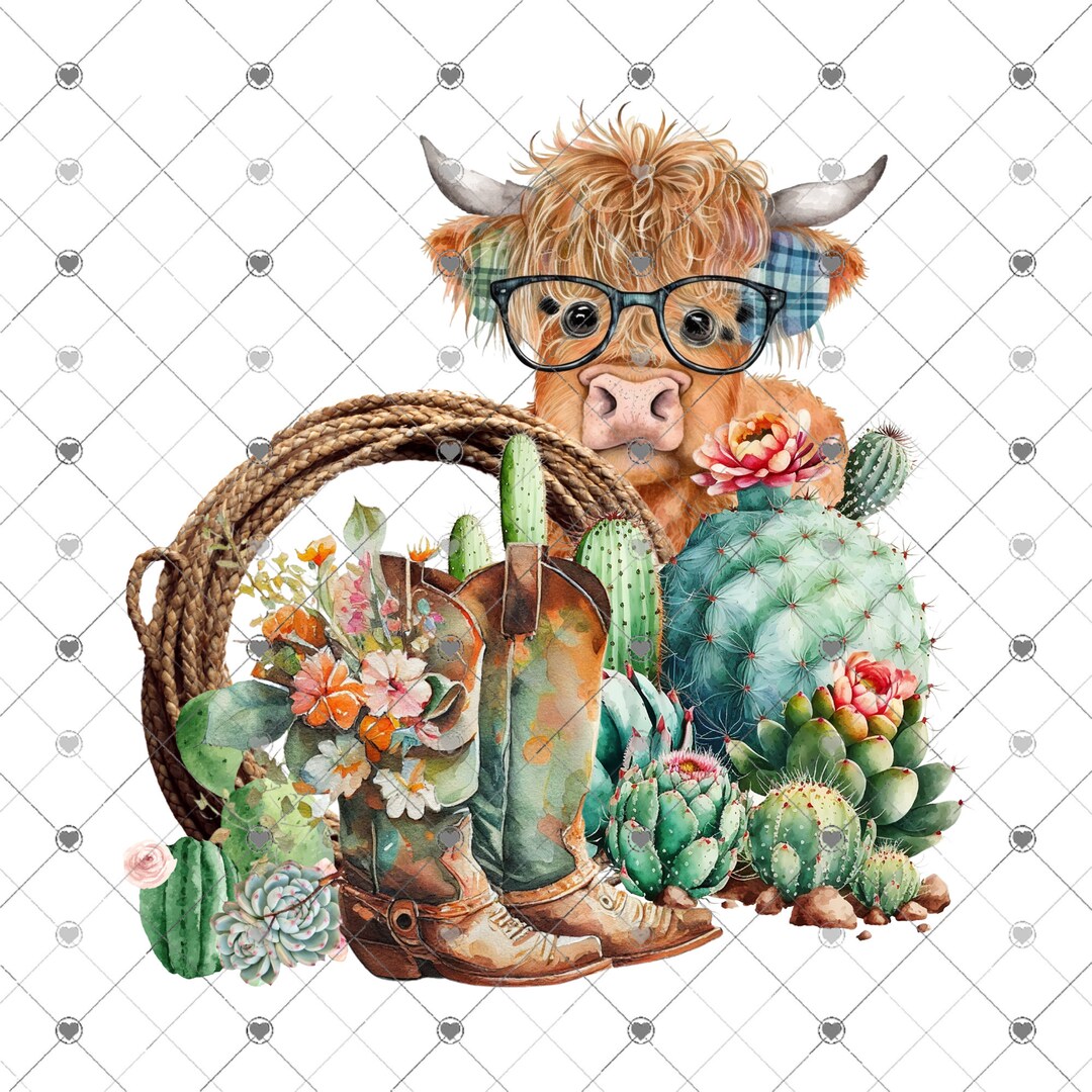 Highland Cow Sublimation Transfer, Cows, Farm, Heifer, Western Boots ...