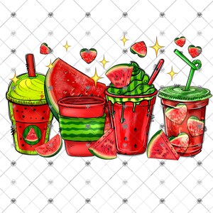 Watermelon Coffee Drink Sublimation Transfer, Ready to Press, Sweet ...