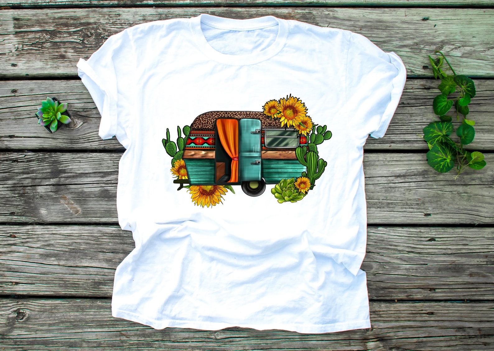 Cactus Sunflower Camper Sublimation Transfer Ready to Press - Etsy