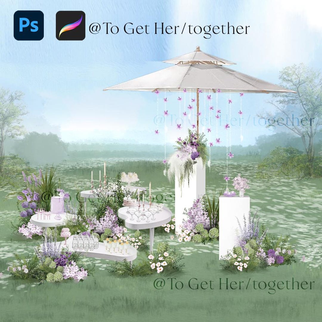 Elegant Wedding Dessert Area Illustration Templates: Digital Designs - Etsy