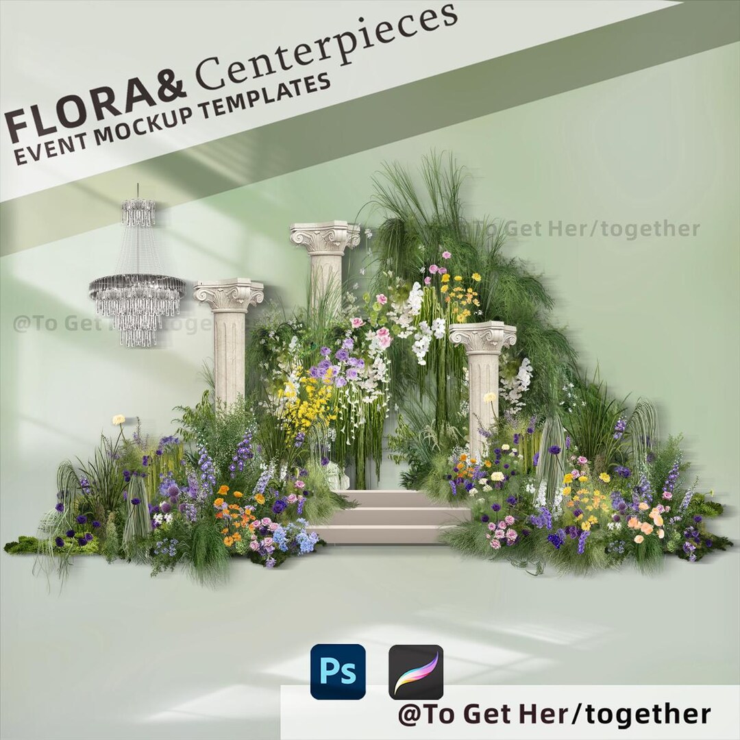 Flora & Centerpieces: Roman Column Wedding Mockup, Wildflower Accents ...
