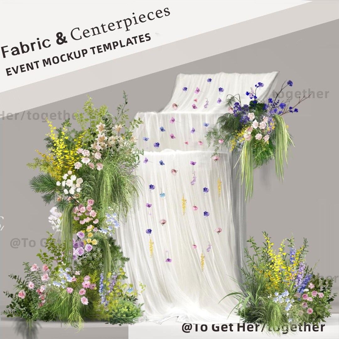 Wedding Fabric & Floral Design Mockup Template (digital Model) - Etsy