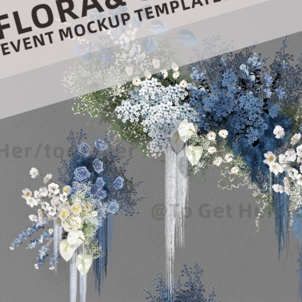 Blue Floral Event Mockup Template: Wedding & Party Styling - Etsy