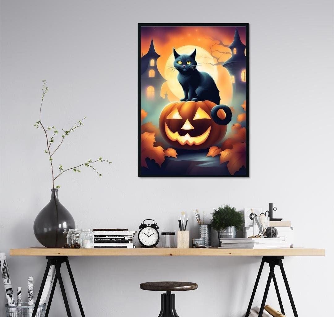 Enchanting Halloween Cat Wall Print Cat Lovers Enchanting Black Cat Art ...