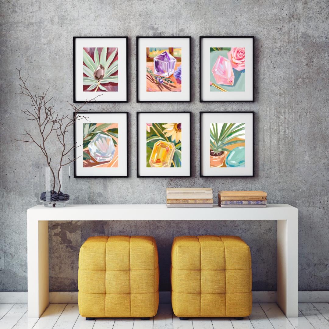 Botanical Crystal Gallery Wall Art Prints: Nature-inspired Decor ...