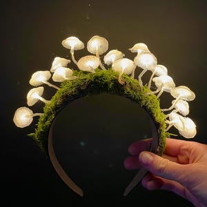 Glowing Mushroom Fairy Crown - Halloween Rave Headpiece - Woodland ...