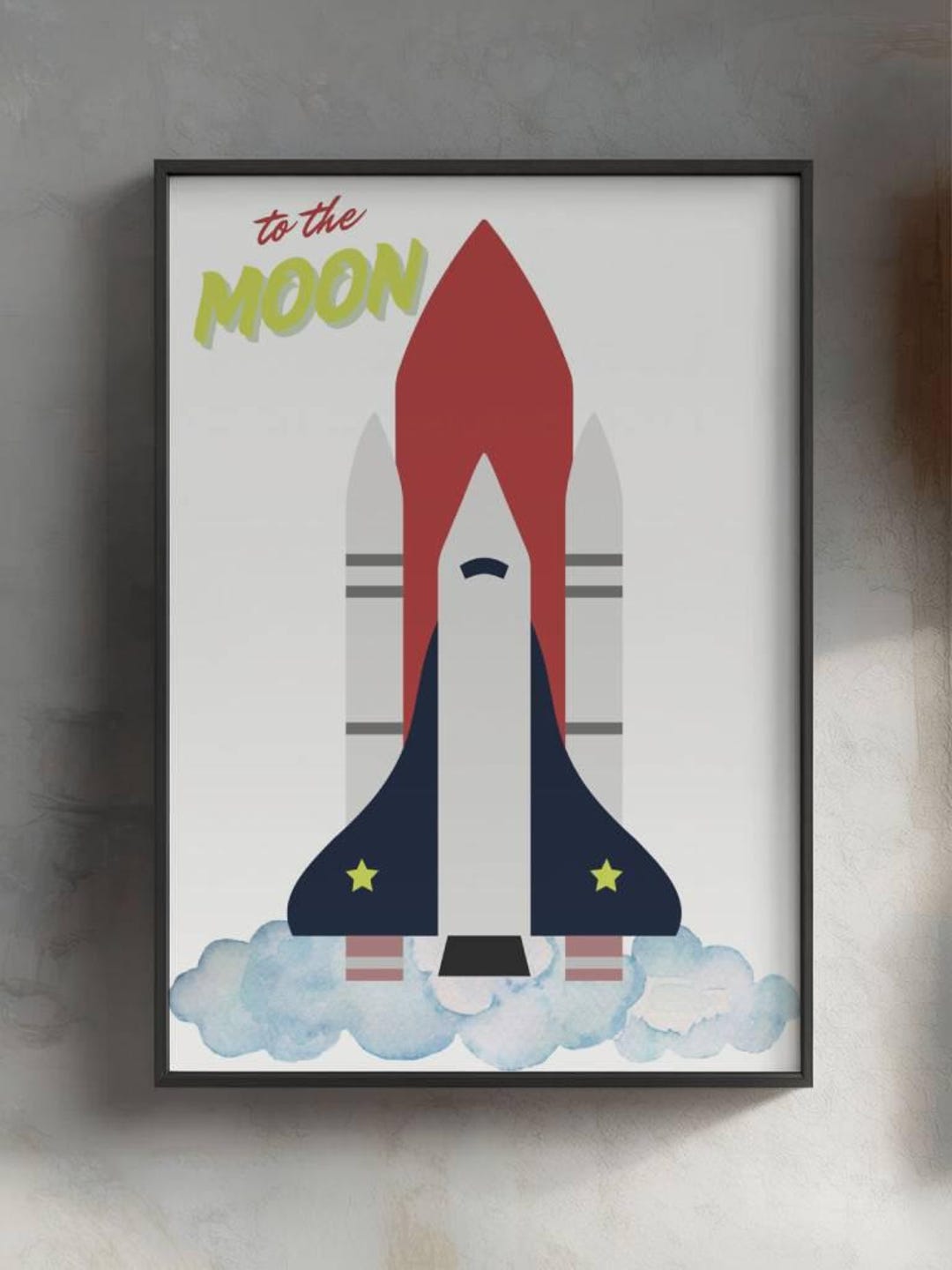 To the Moon Rocket Ship Poster, Space Adventure Art Print ...
