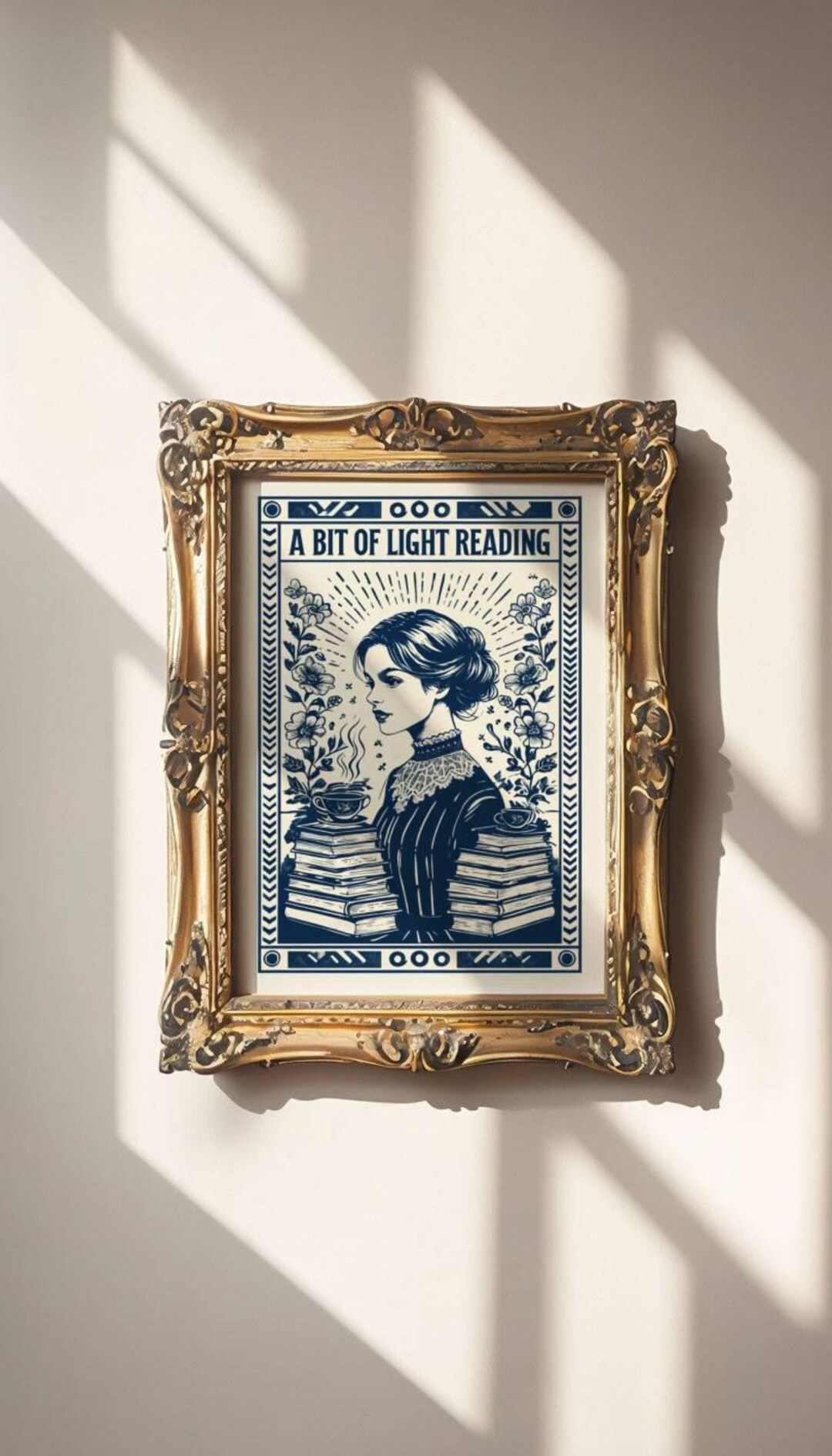 A Bit of Light Reading Poster, Victorian Woman Sketch Art, Literary ...