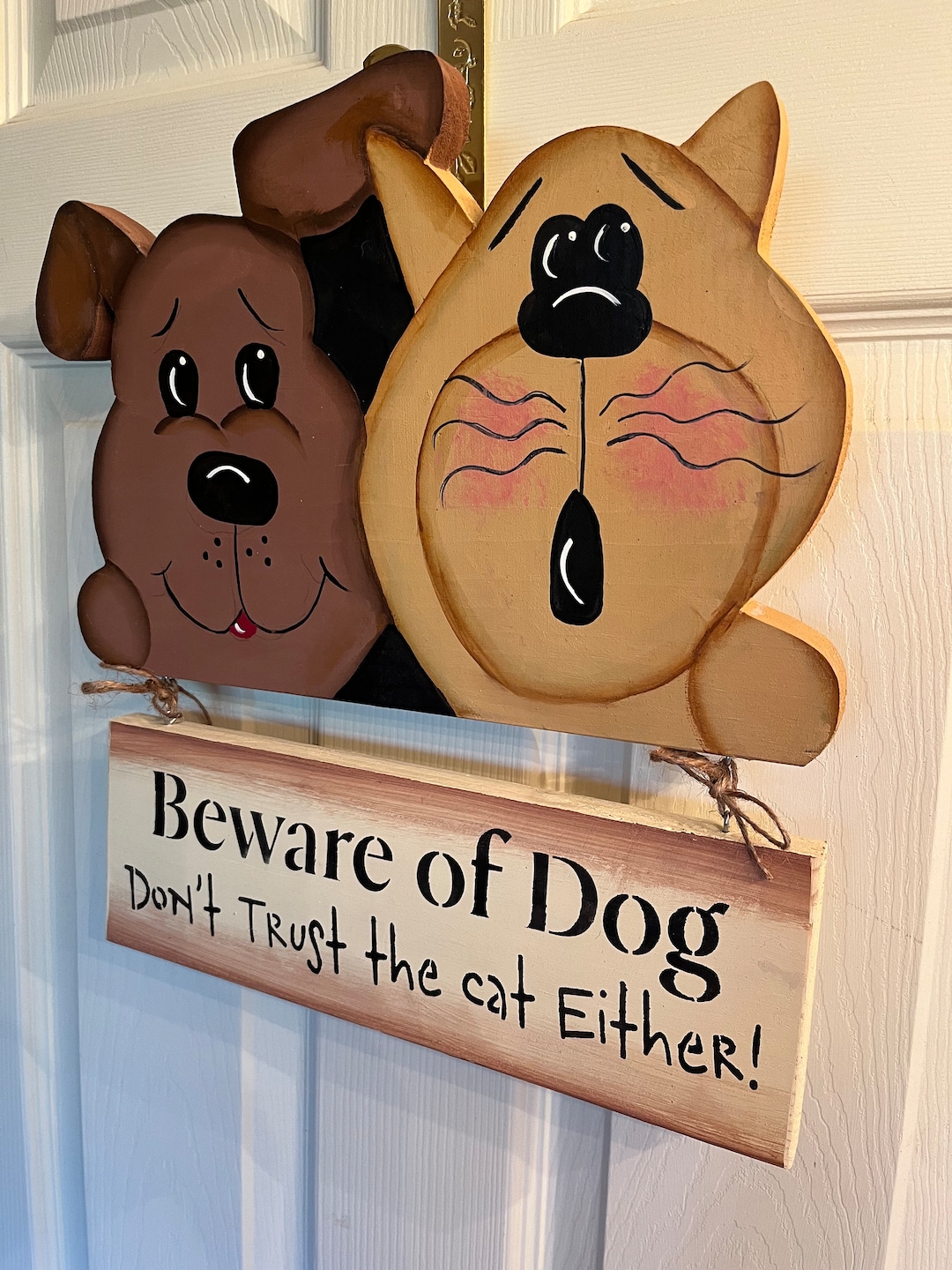 Beware of Dog Don’t Trust the Cat Either - Etsy