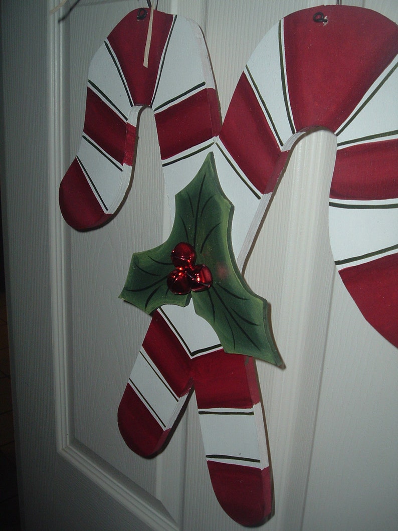 Candy Cane with bells wall hanging | Etsy