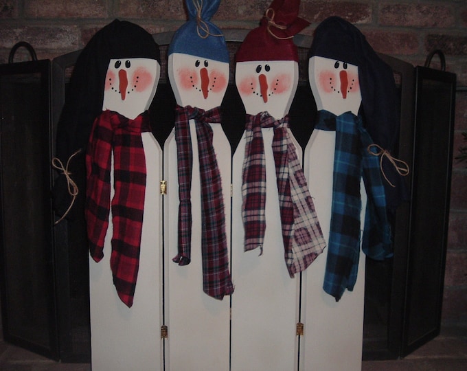 Country Christmas Snowmen Fireplace Screen - Etsy