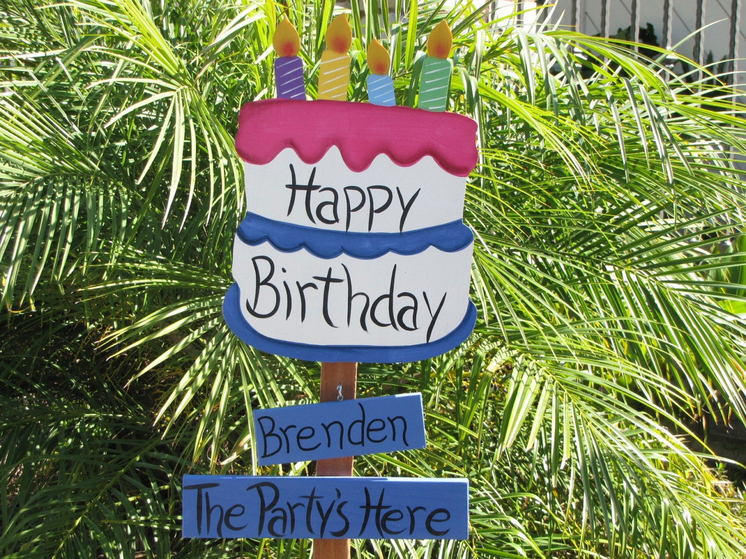 Happy Birthday personalized Garden Stake | Etsy