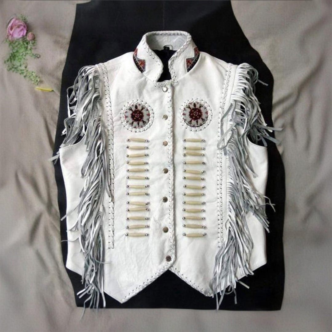 Men's Traditional Western Cowboy Suede Native American Beaded Leather ...