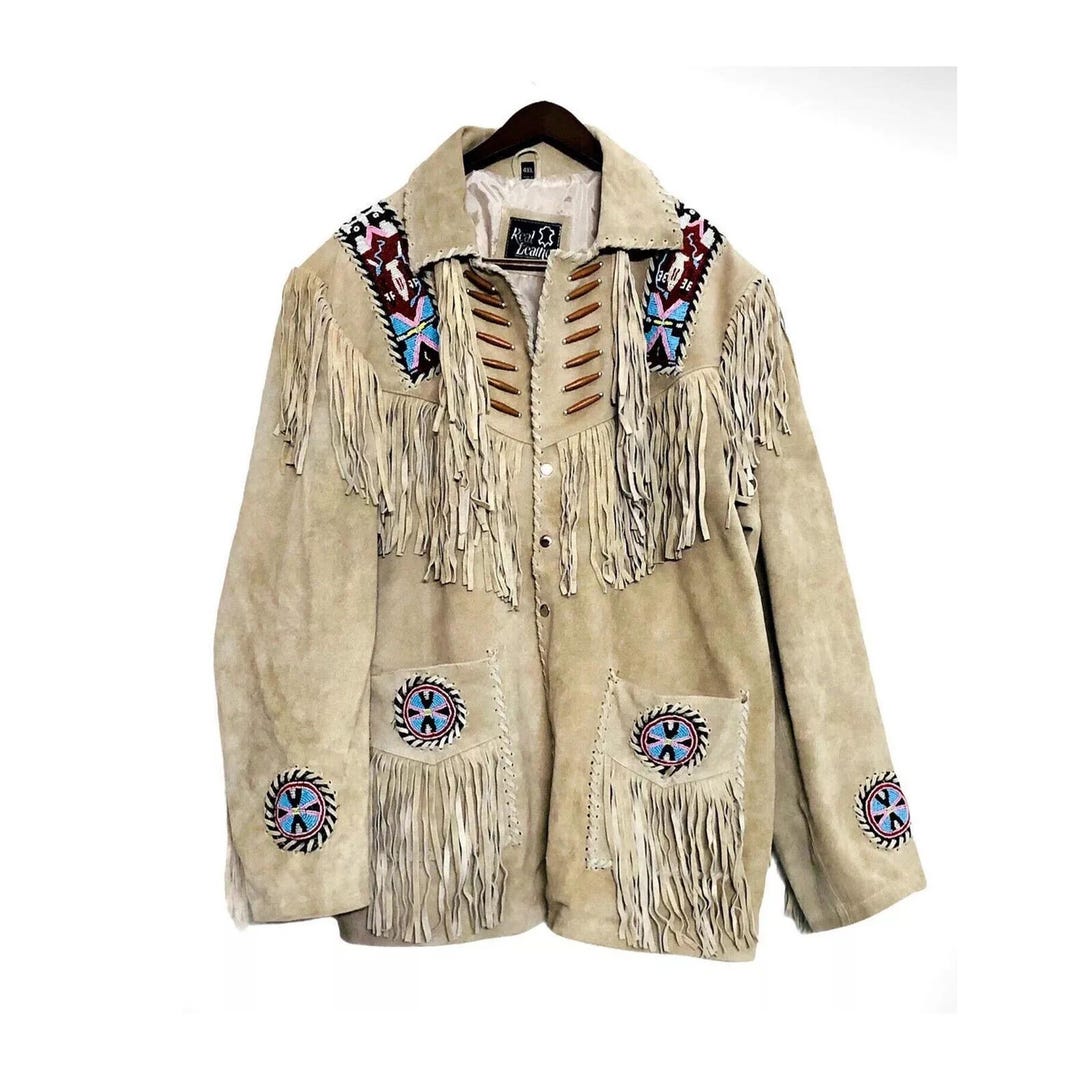 Women's Native American Indian Western Cowgirl Leather Jacket With ...