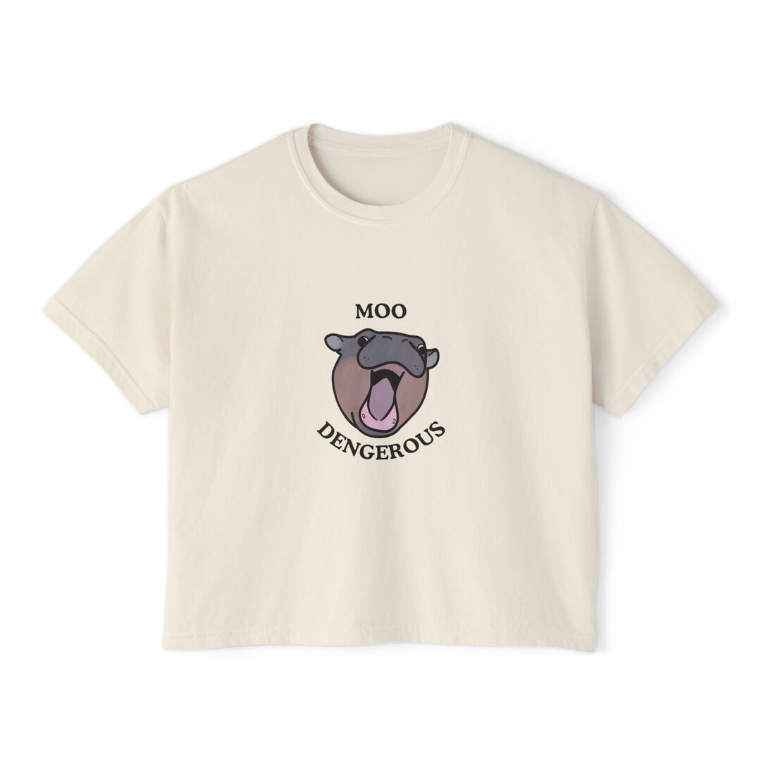 Moo Dengerous Women's Oversized Cropped Boxy T-shirt 100% Ring-spun ...