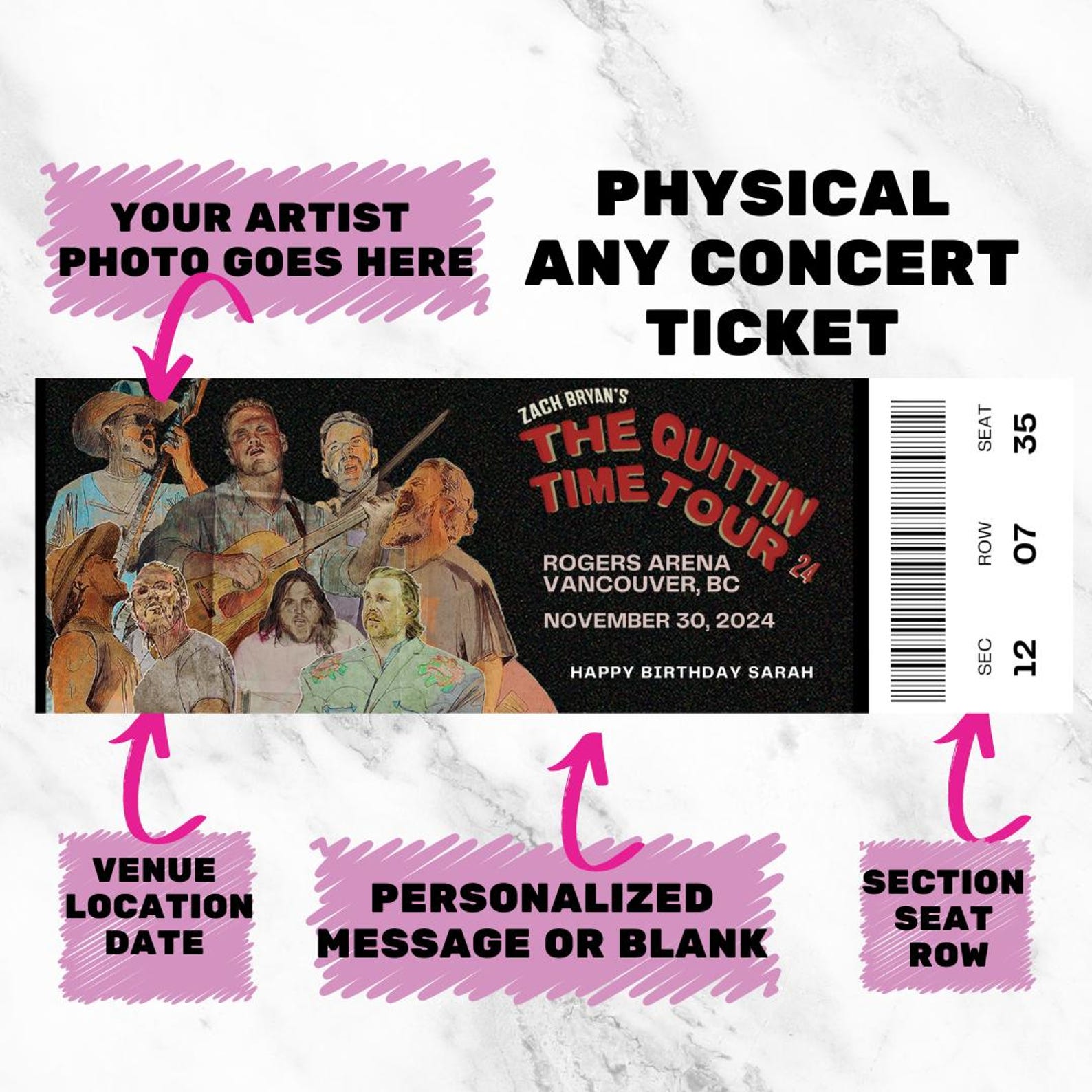 Physical Concert Ticket Gift Real Ticket Birthday Gift Concert Ticket ...