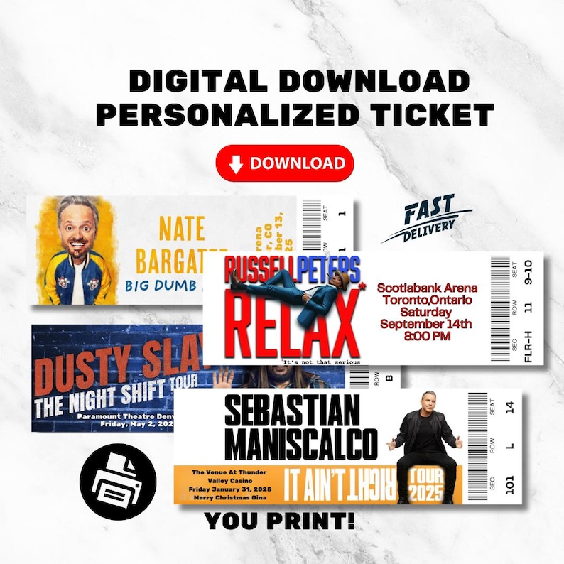 Digital Download Comedy Ticket Gift Concert Comedian Comedy Show ...