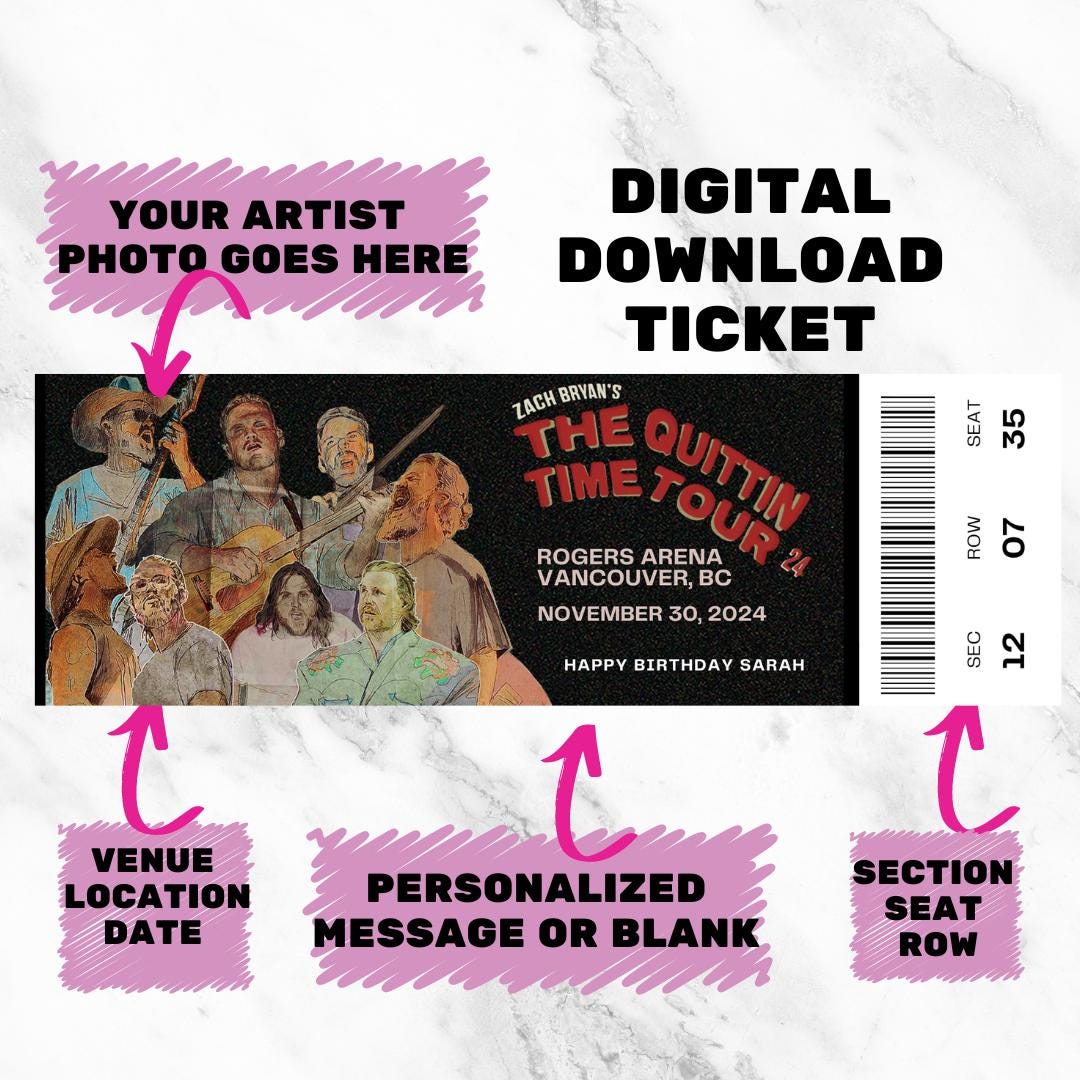 Editable Digital Ticket Download Ticket Gift Custom Concert Ticket ...