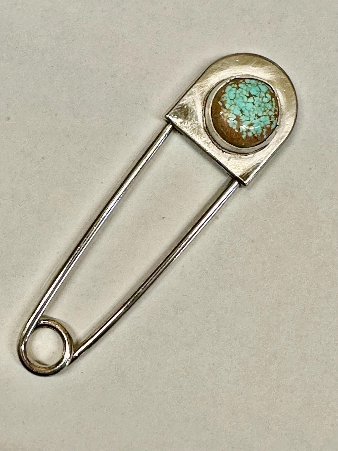 Decorative Jumbo Turquoise Safety Pin , Shawl Pin, Sweater Pin, Belt ...